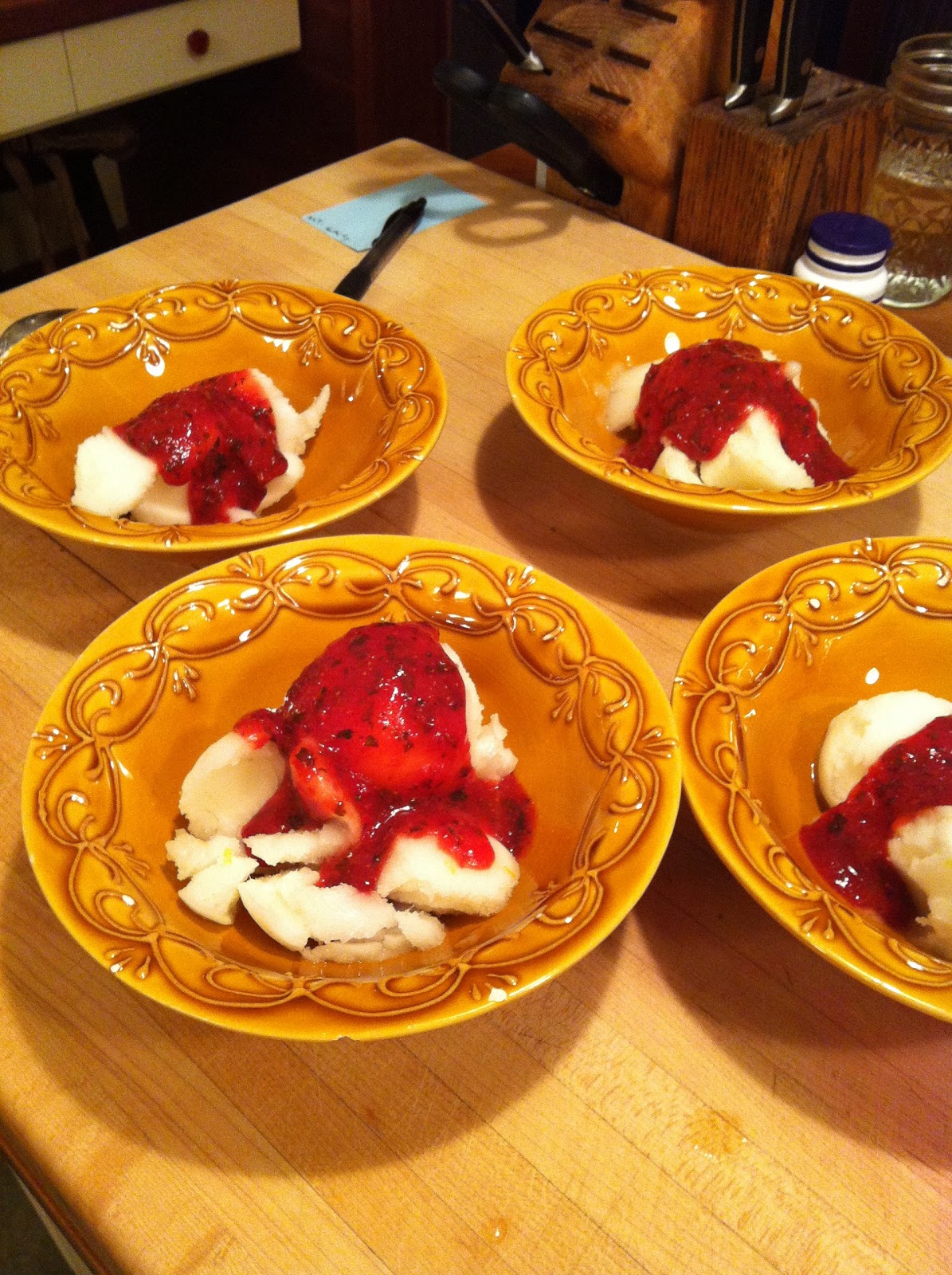 David Doesn't Bake: Lemon Sorbet with Strawberry Coulis