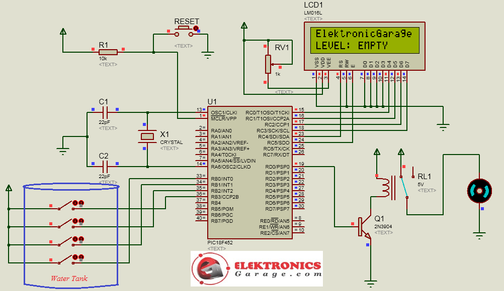 Water Level & Pump Control using PIC Microcontroller - Electronics Garage