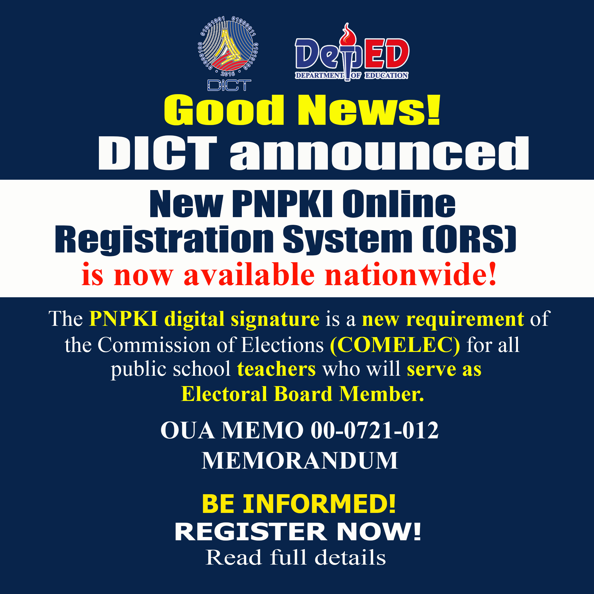 DICT New PNPKI Online Registration System is now available nationwide ...