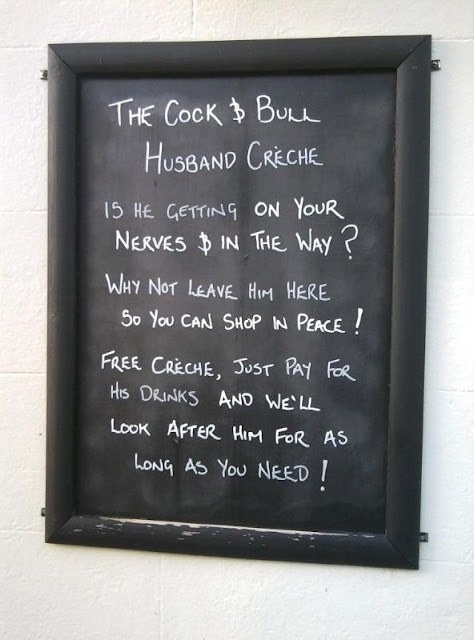 Blonde Buttercup: The Husband Creche - Pub Sign