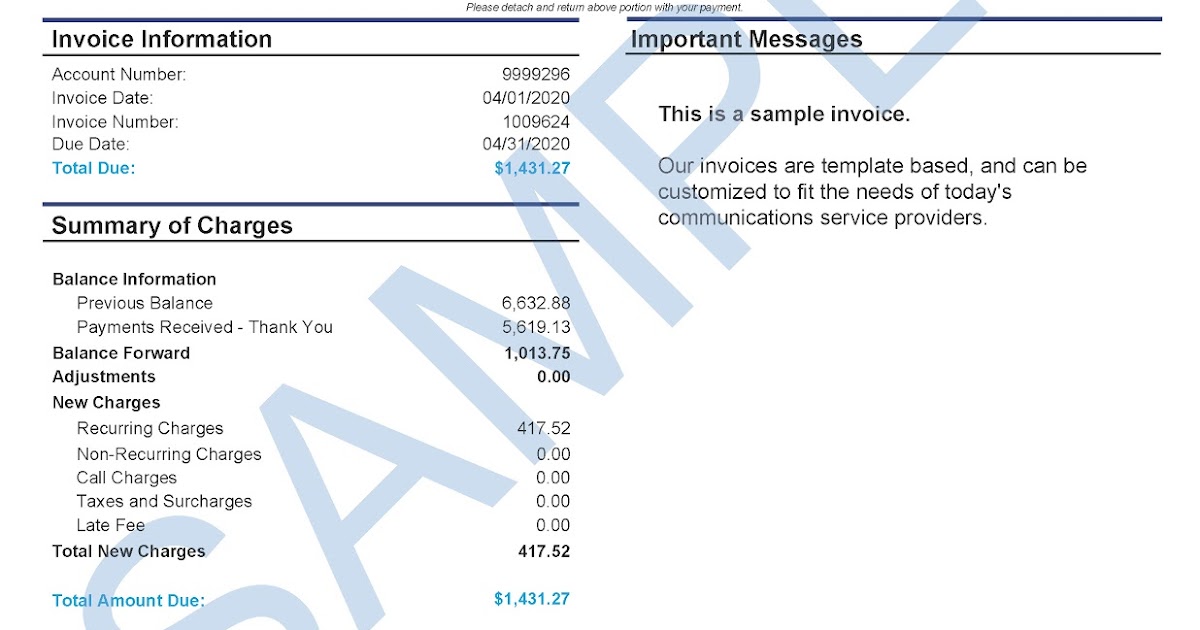 Sample VoIP Invoice for CSPs