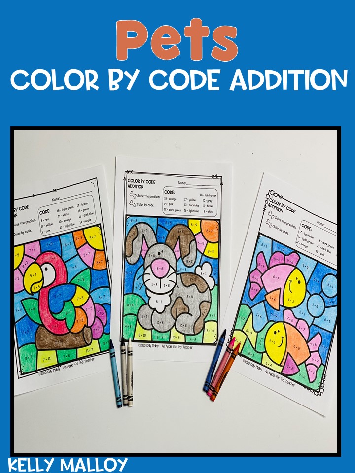An Apple For The Teacher: Pets Color By Number Worksheets