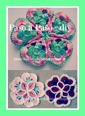 Hermosa flor tejida de 5 pétalos - diy