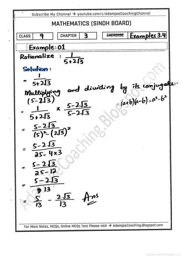 Adamjee Coaching: Algebraic Expression and Formulas - Exercise 3.4 ...