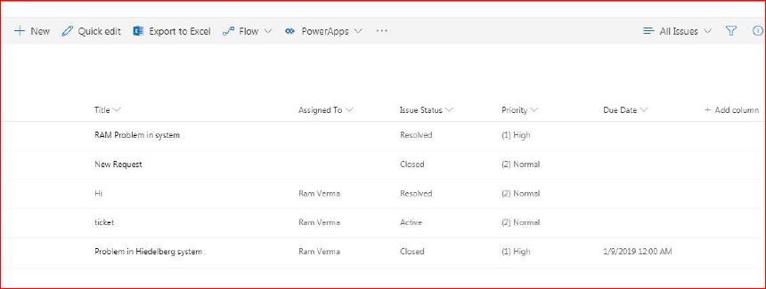 How to manage Tickets in Issue Tracking by O365 SharePoint as CRM.