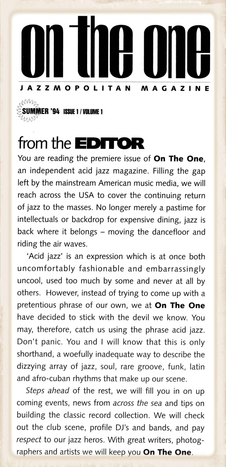 RAIDER OF THE LOST RACKS: ON THE ONE MAGAZINE