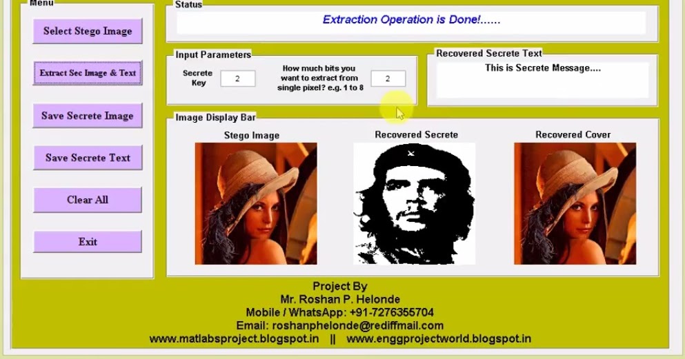 Image Steganography Hiding Secrete Image And Text In Cover Image Using Matlab Project Code