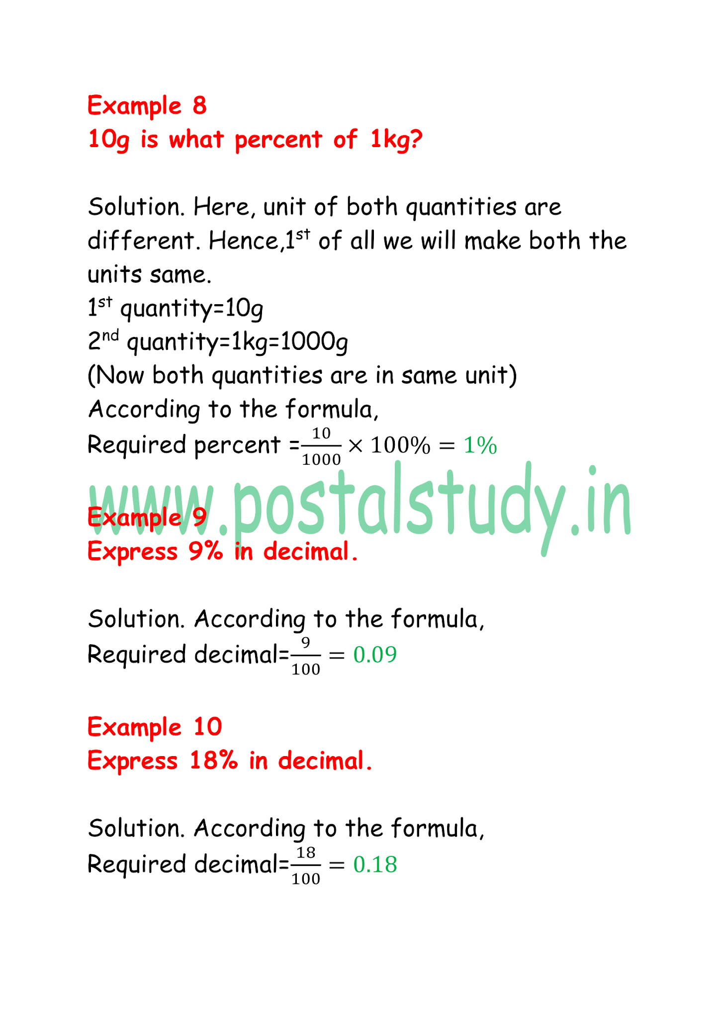 Solved Examples on Percentage - Postalstudy | Post Office Blog ...