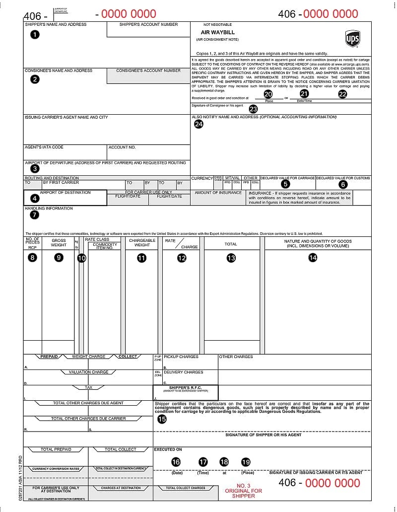 Air Waybill Sample Form - Invoice Template