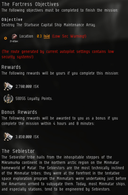 EVE Online Mission: The Fortress Minmatar