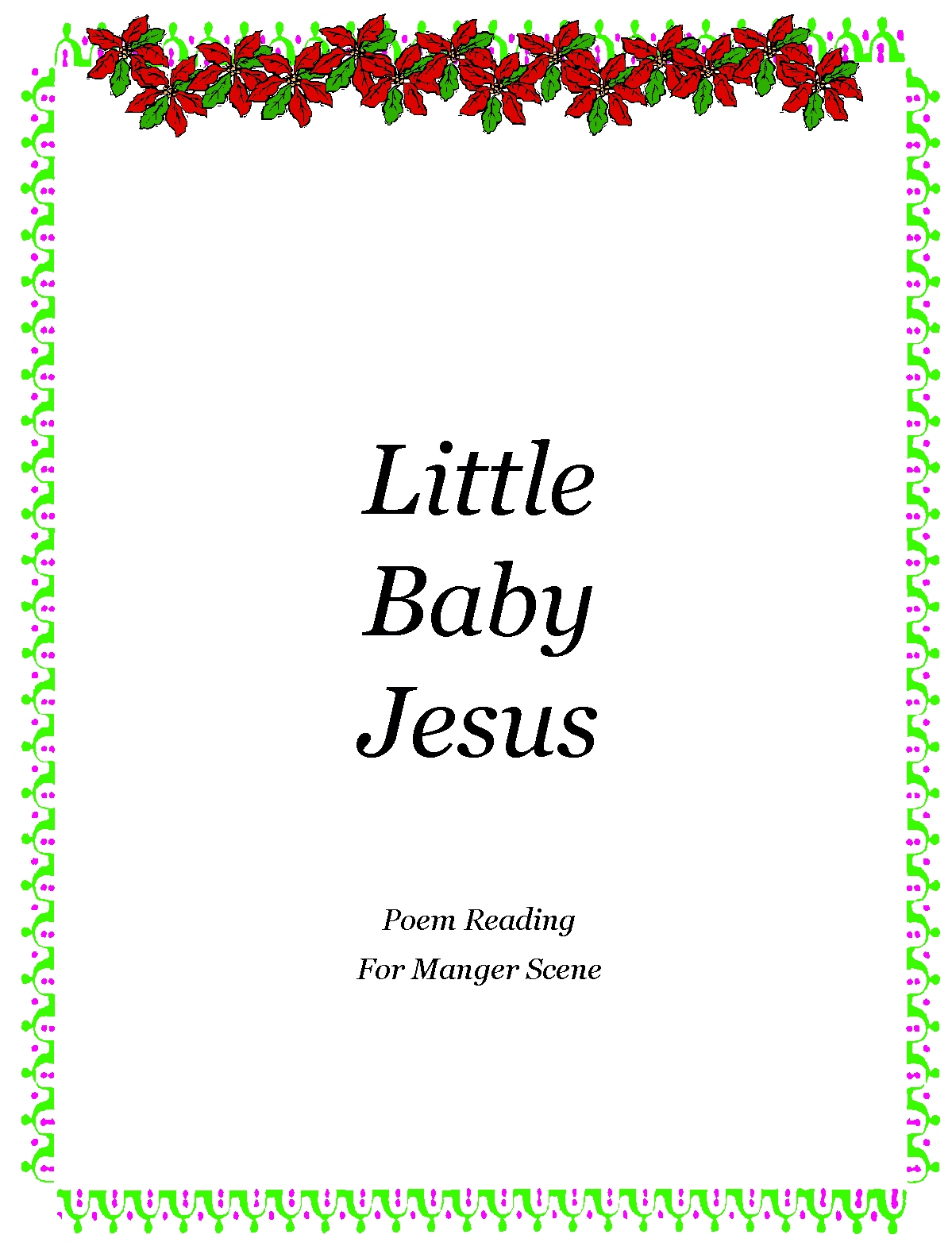 Children's Gems In My Treasure Box: Little Baby Jesus - Christmas Poem ...