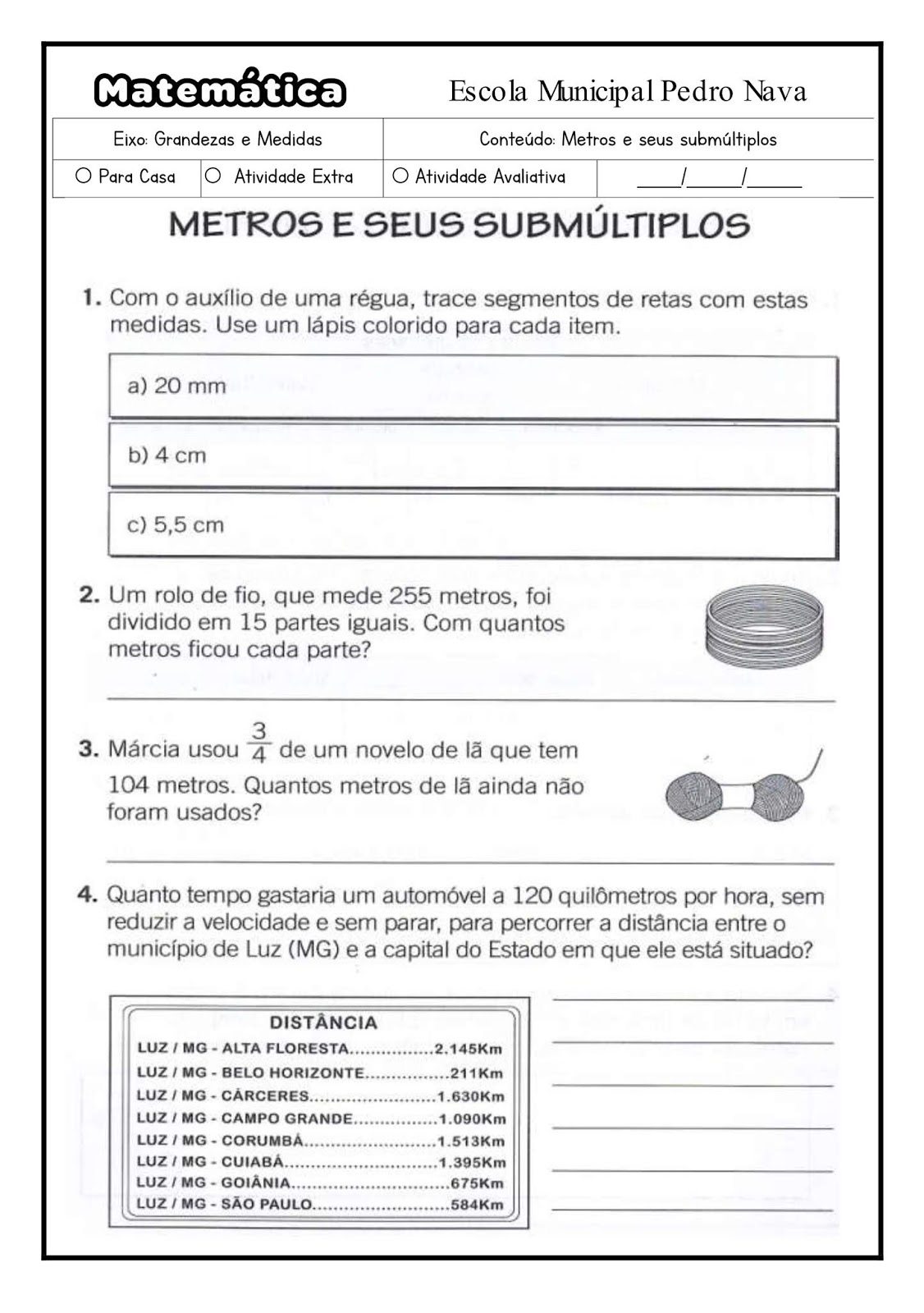 EnsiNanddo: Matemática - Unidades de Comprimento - Metro e seus ...