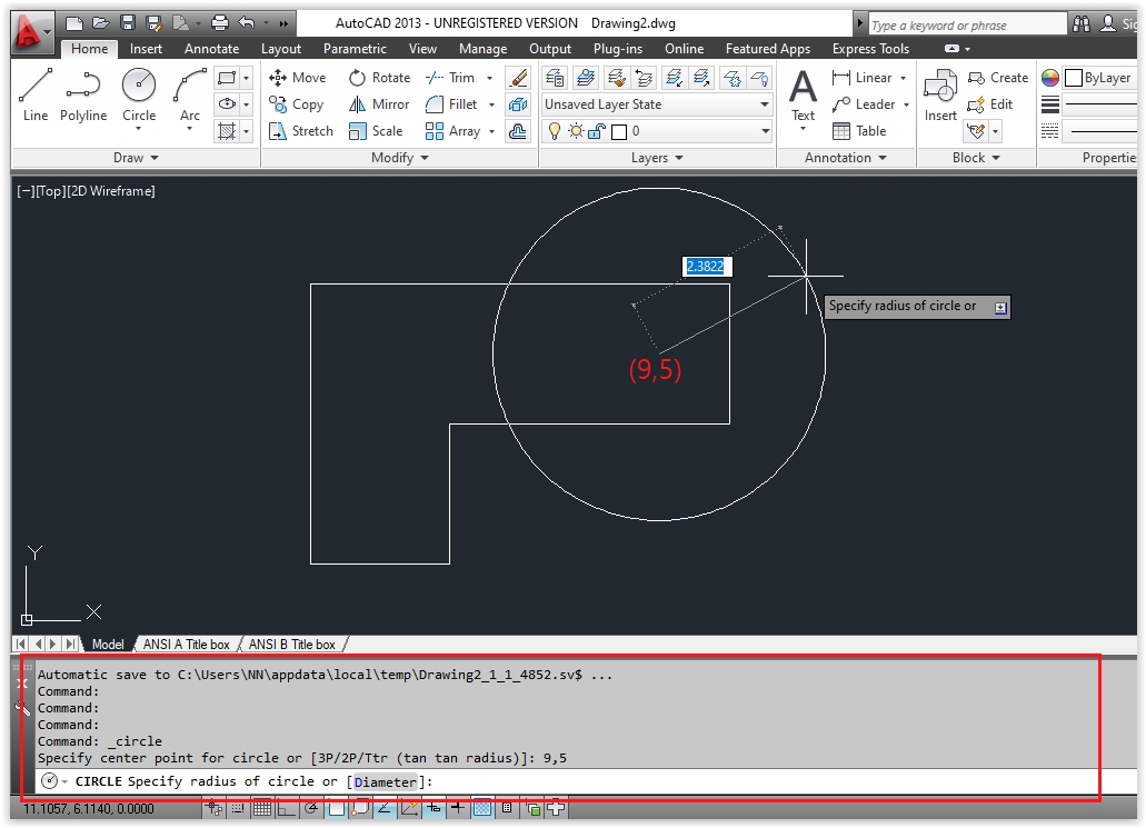 Step by step procedure to create CIRCLE in AutoCAD