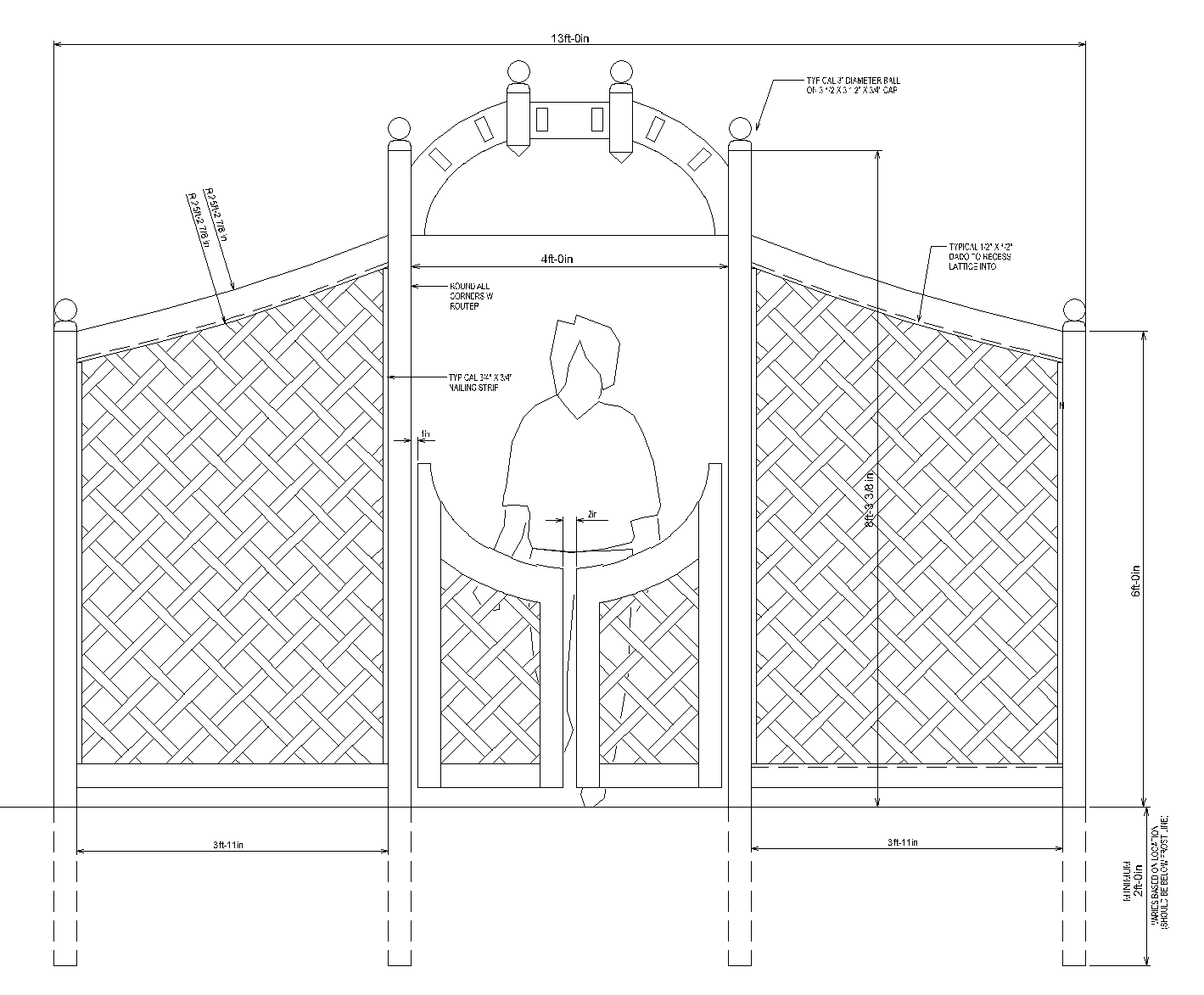 Arbor Pergola in 2D DWG Drawing