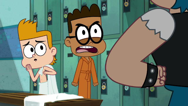 Shirtless Drawn Cartoon Boys & Men: Luc Maxwell in a Towel