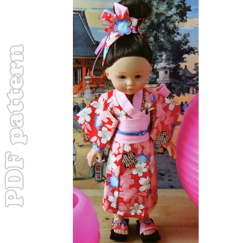 13in Doll Kimono, Shoes and Headdress Sewing Pattern | CraftyLine e ...