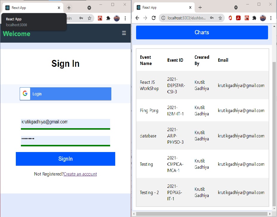 University Event management Using React - Node JS - Mongo DB