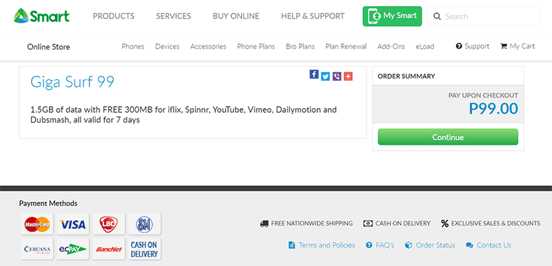 Smart GIGASURF 99 Has 1.8 GB Of Total Data!
