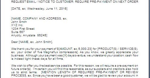 Advance Payment Required Letter