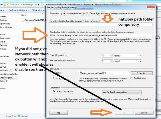 How to write network path in log shipping - lasfinger