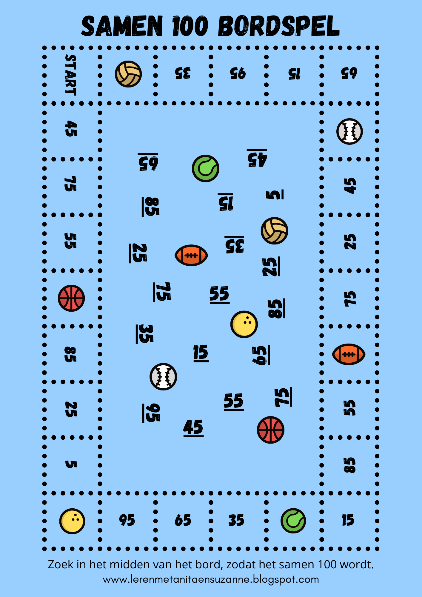 Rekenbordspel, samen 100!