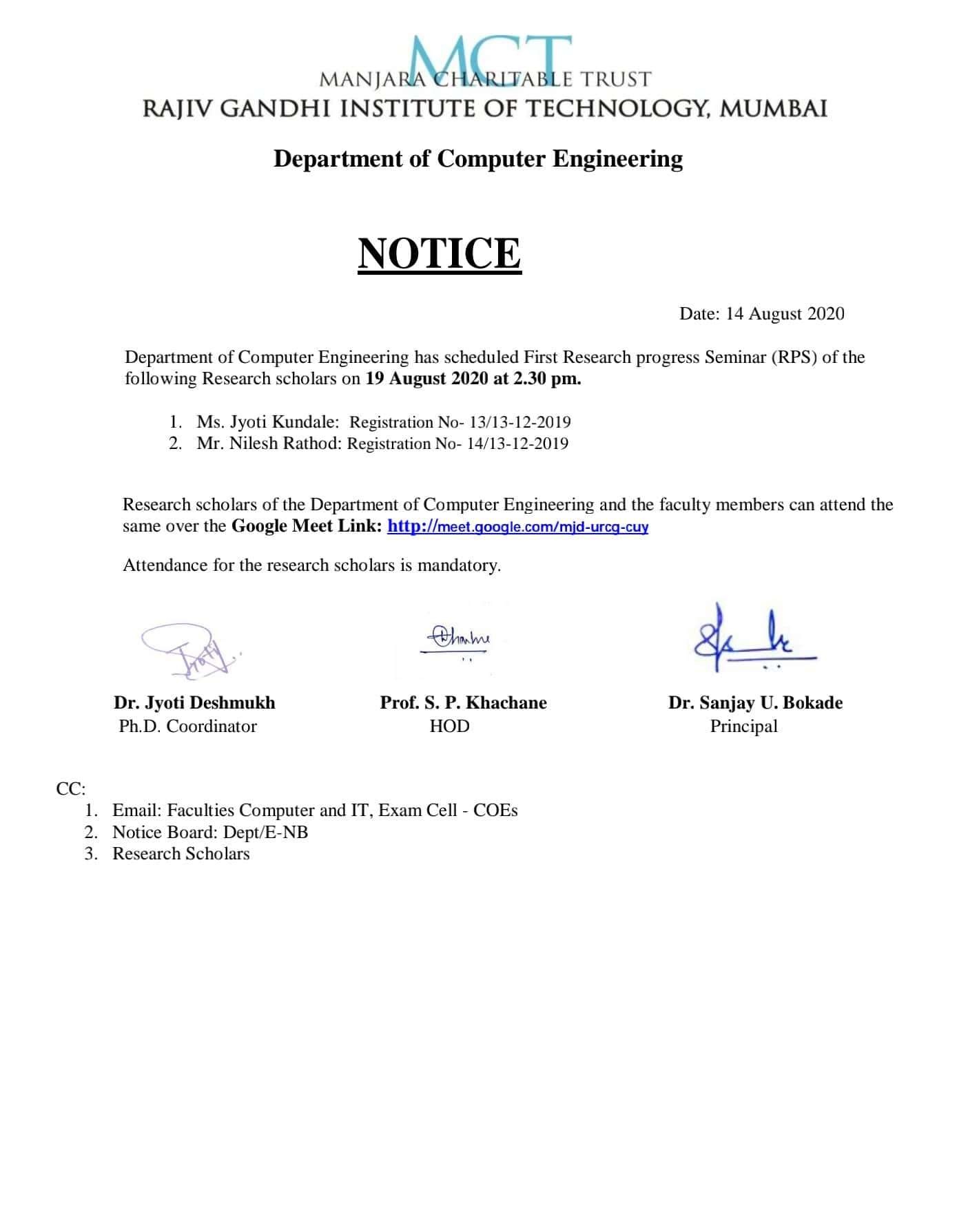 Computer Engineering MCT'S RGIT - MUMBAI: August 2020