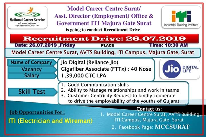 ITI Placement Jobs in Surat Company-Reliance Jio - ITI Jobs And Diploma ...