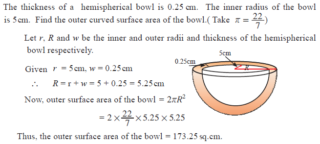 OMTEX CLASSES: The thickness of a hemispherical bowl is 0.25 cm. The inner radius of the bowl is ...