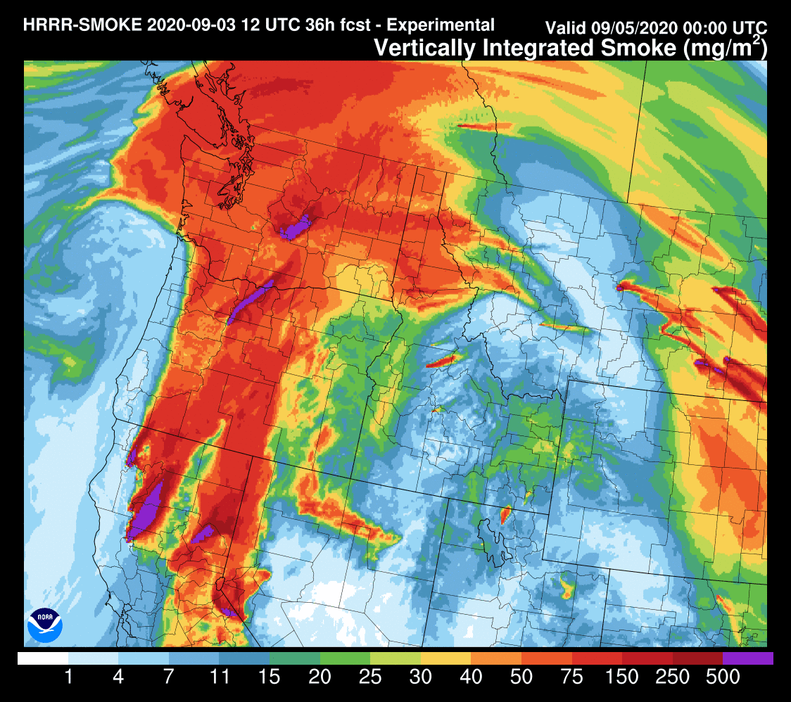 Cliff Mass Weather Blog: Wildfire Smoke Heading for Washington State