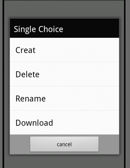 Android Application Android Single Item Selection Dialog