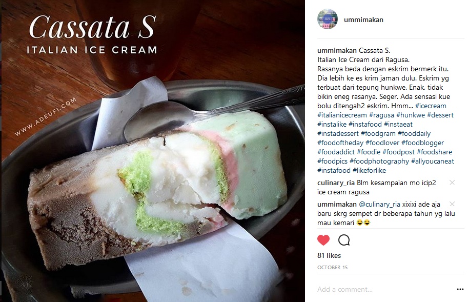 Ade UFi: Tips Kulineran di Ragusa Italian Ice Cream