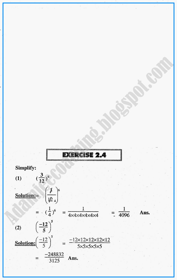 Adamjee Coaching: Exercise 2.4 - System of Real Numbers, Exponents and ...