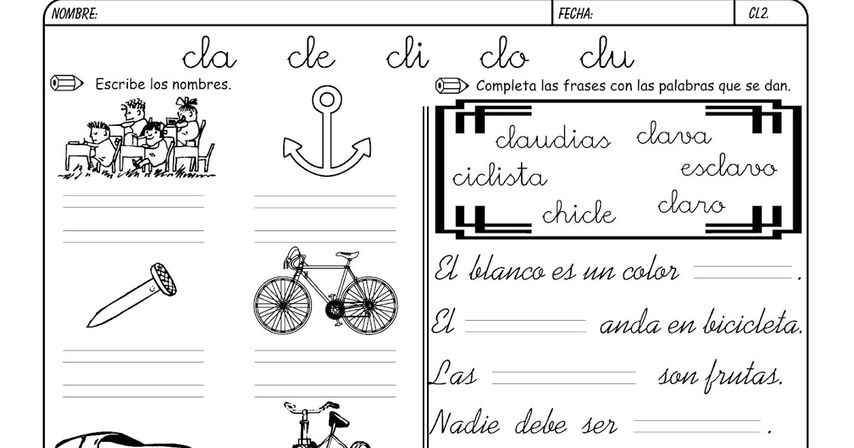 "Nuestro pequeblog": Fichas con cl, Actiludis