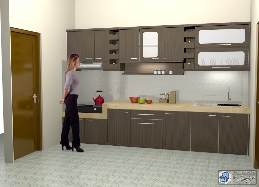 Kitchen Set Lurus Warna Kayu - Furniture Semarang | Kitchen Set Semarang