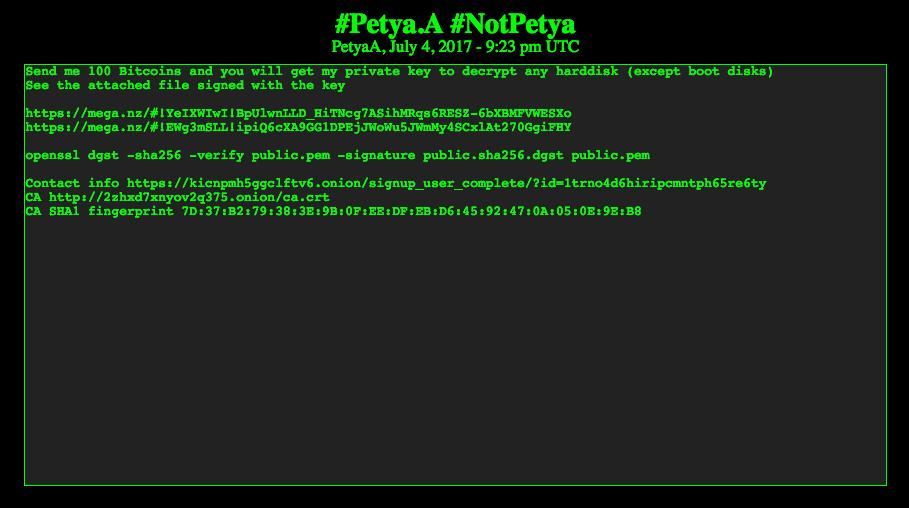 مطوري Petya يطلبون 250 ألف دولار لإيقافها