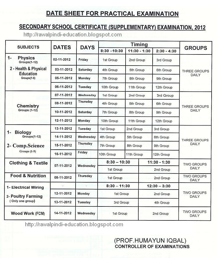 DATE SHEET BOARD OF INTERMEDIATE AND SECONDARY EDUCATION SECONDARY ... DATE SHEET BOARD OF INTERMEDIATE AND SECONDARY EDUCATION SECONDARY ...