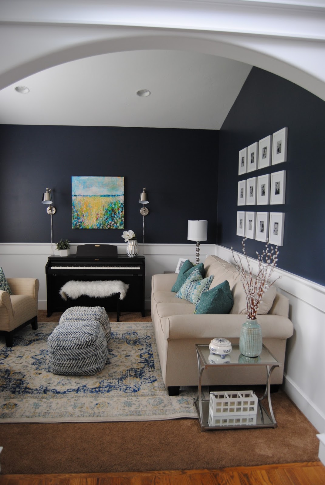 Studio 7 Interior Design: Client Reveal: Navy Infused Living Room