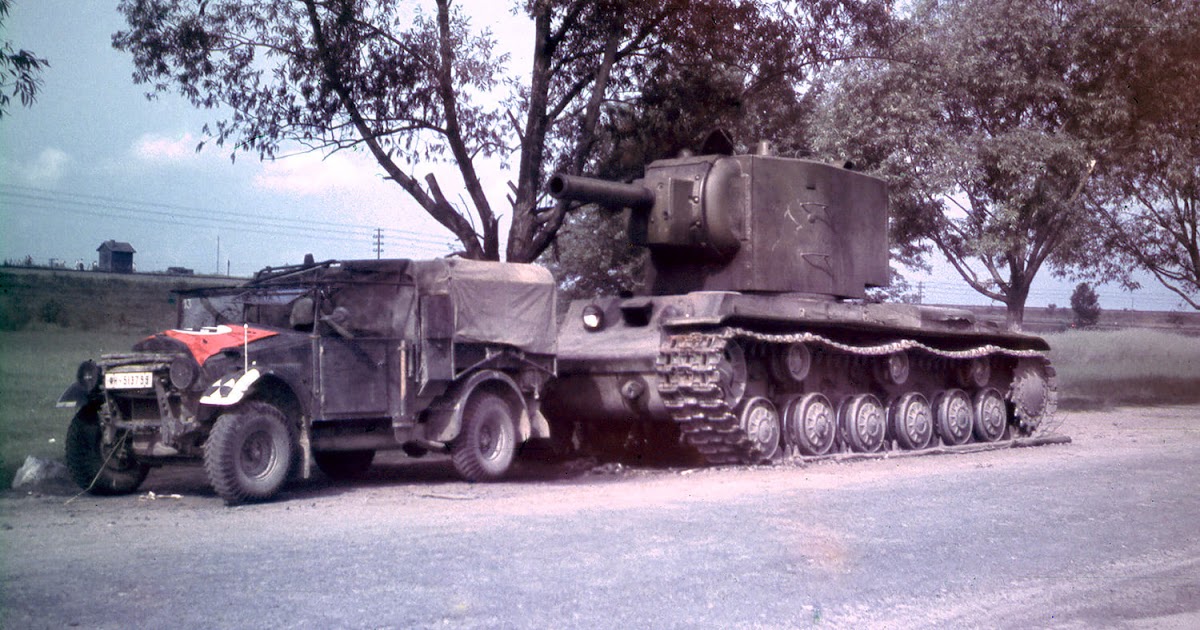 World War II in Color: Russian KV-2 Tank Knocked-Out