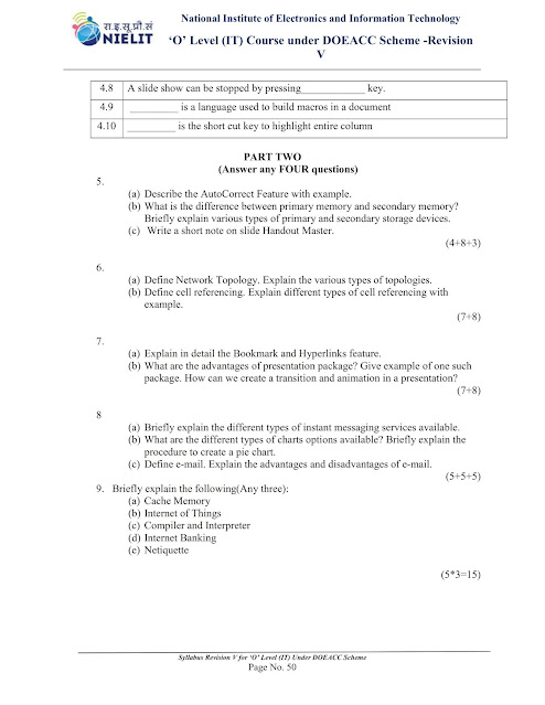 SK Creative - #SKCreative2018: NIELIT - O'LEVEL SAMPLE FINAL EXAM PAPER