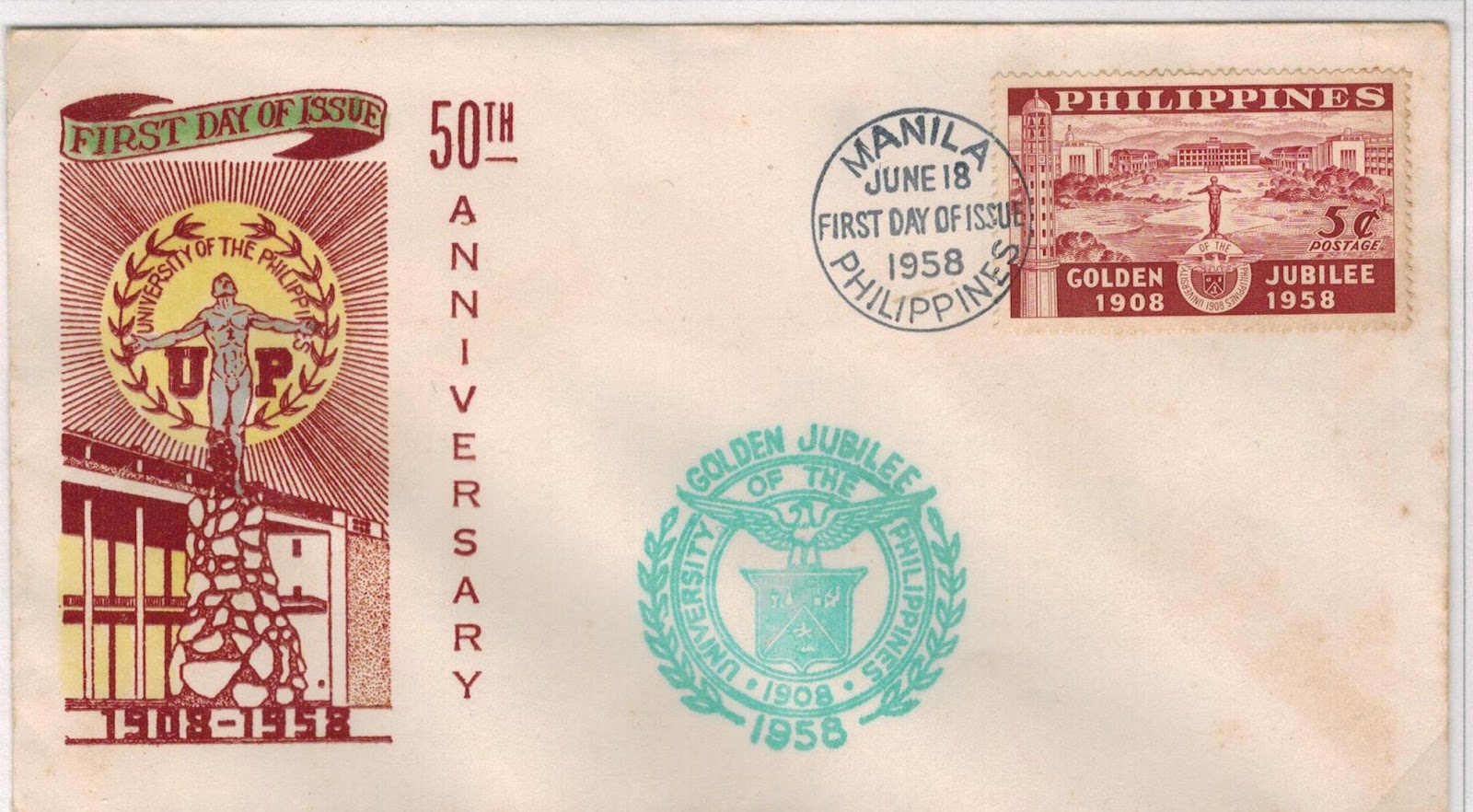 Philippine Republic Stamps : 1958 50th Anniversary University of the ...