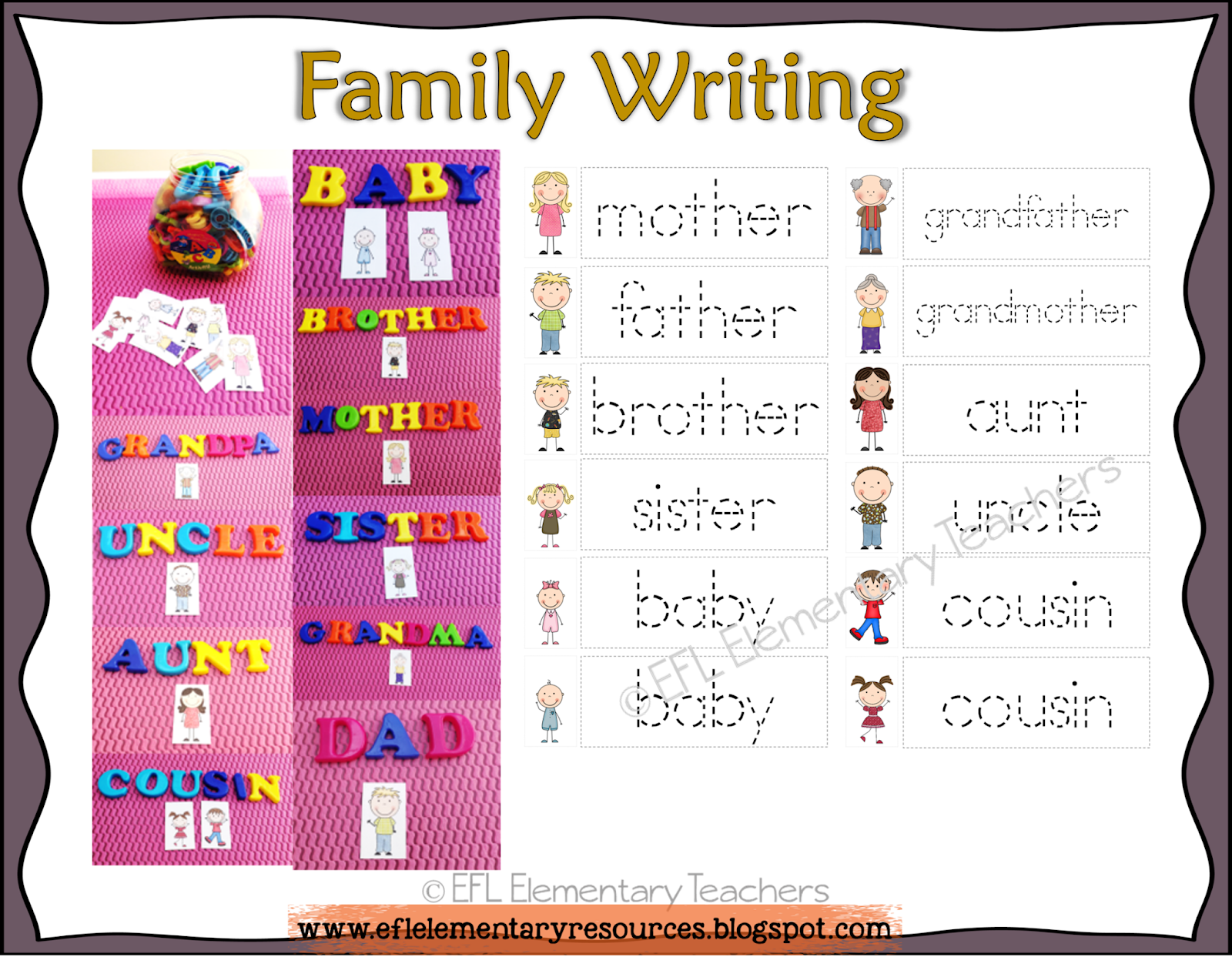 EFL Elementary Teachers: Family Flashcards and Worksheets for ESL students