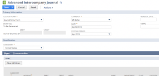 Netsuite's Advanced Intercompany Journal Entry