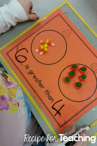 Candy Corn and Candy Pumpkin Greater Than and Less Than - Recipe for ...