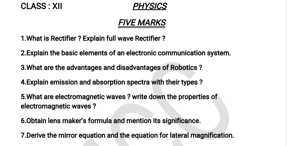 12th physics Important Questions 2020-2021 | Kalvikavi - Educational ...