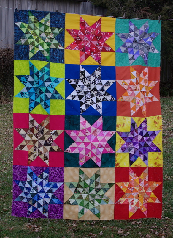 Sane, Crazy, Crumby Quilting: Triangle Stars: It's a Top!