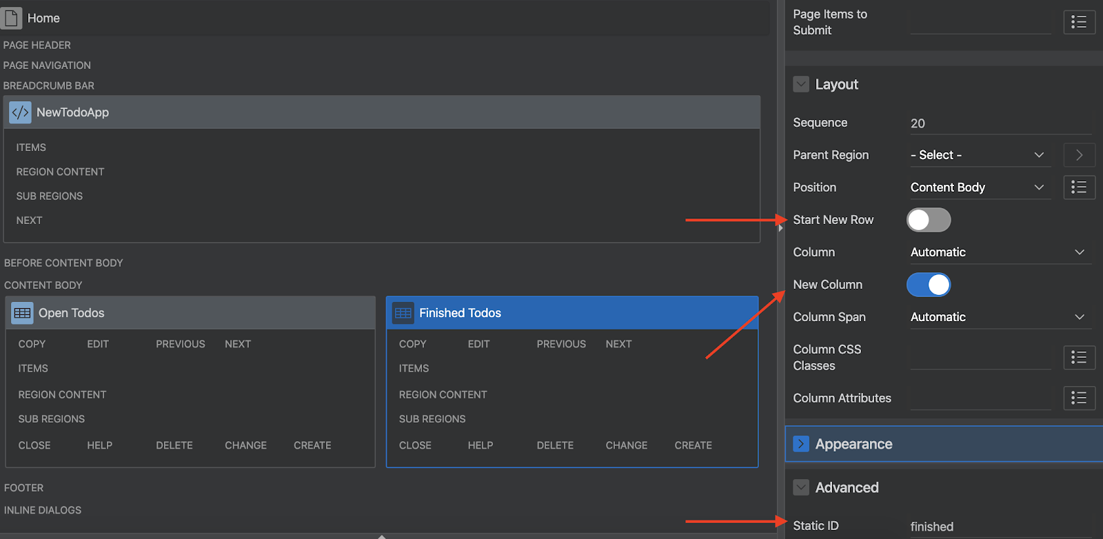 Tm Apex Drag And Drop Regions In Oracle Apex Application