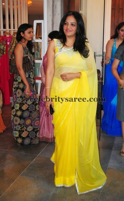 Pretty Lady Yellow Transparent Saree - Saree Blouse Patterns