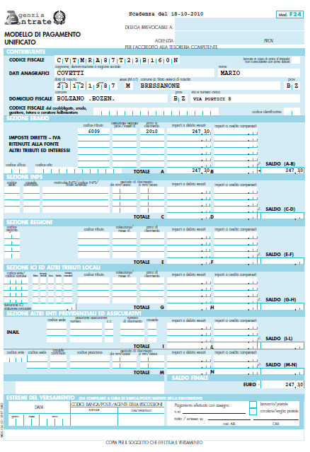 Modello F24 online: Modello F24 online