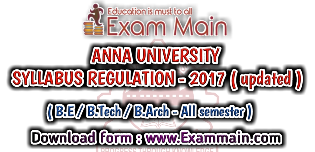 Anna University Syllabus Regulation 2017 | All Departments 1st 2nd 3rd ...