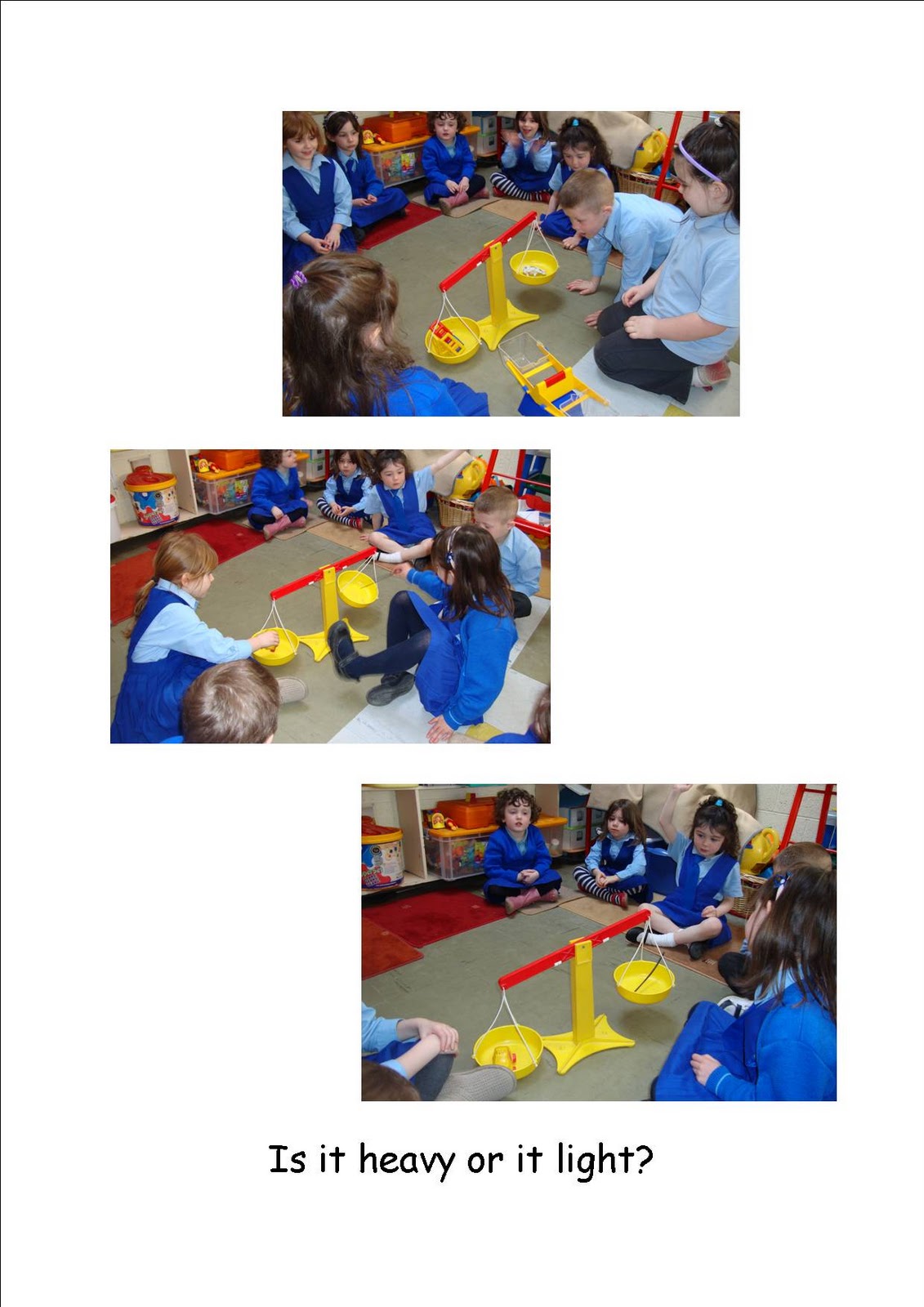 Maths Page: Heavy and light in Junior infants